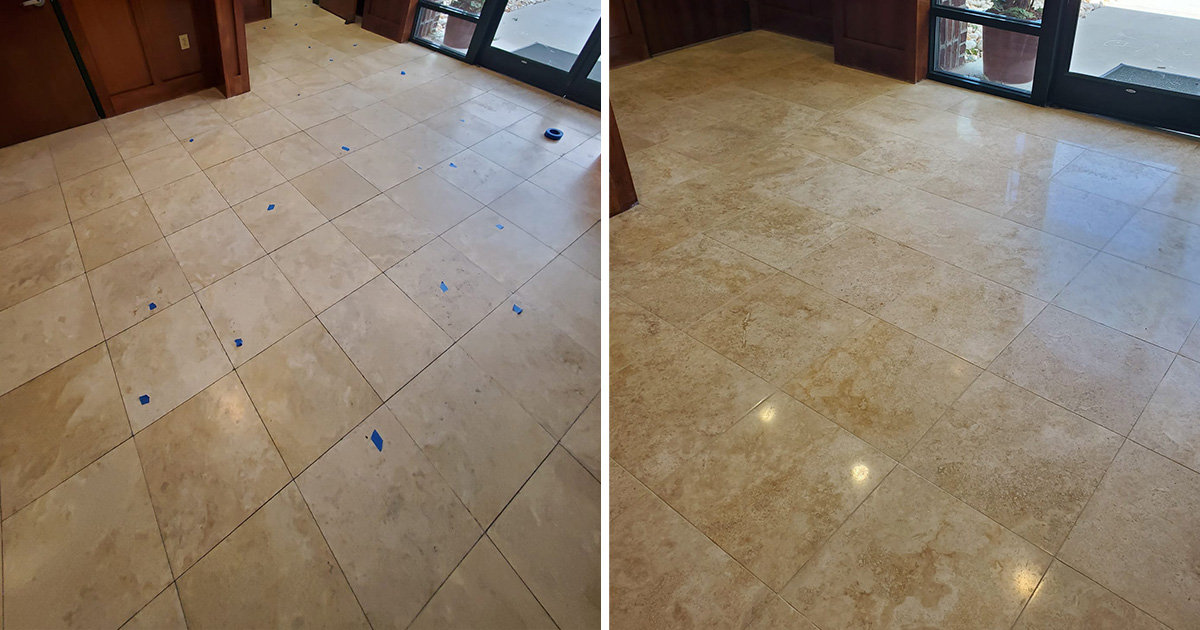 Our Stone Honing Process Revived This Travertine Floor in Sneads Ferry NC